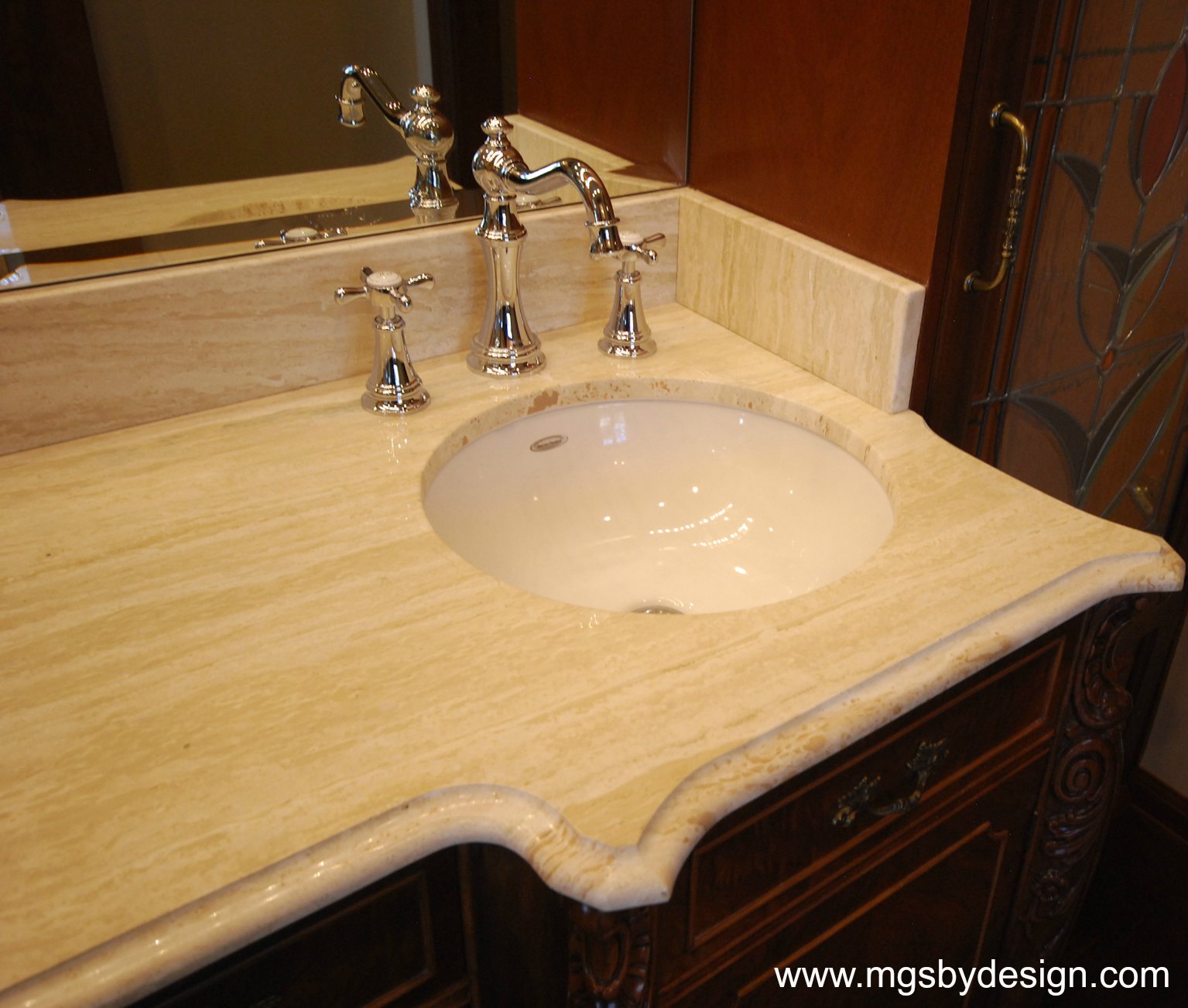 The Granite Gurus: Silver Travertine Vanity in a Master Bath from MGS ...