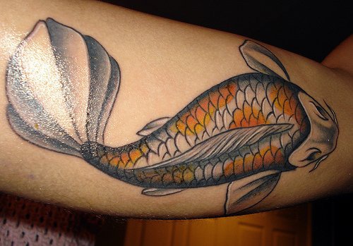 Gold Fish Upper Arm Tattoo ~ Arm Tattoo Ideas #46