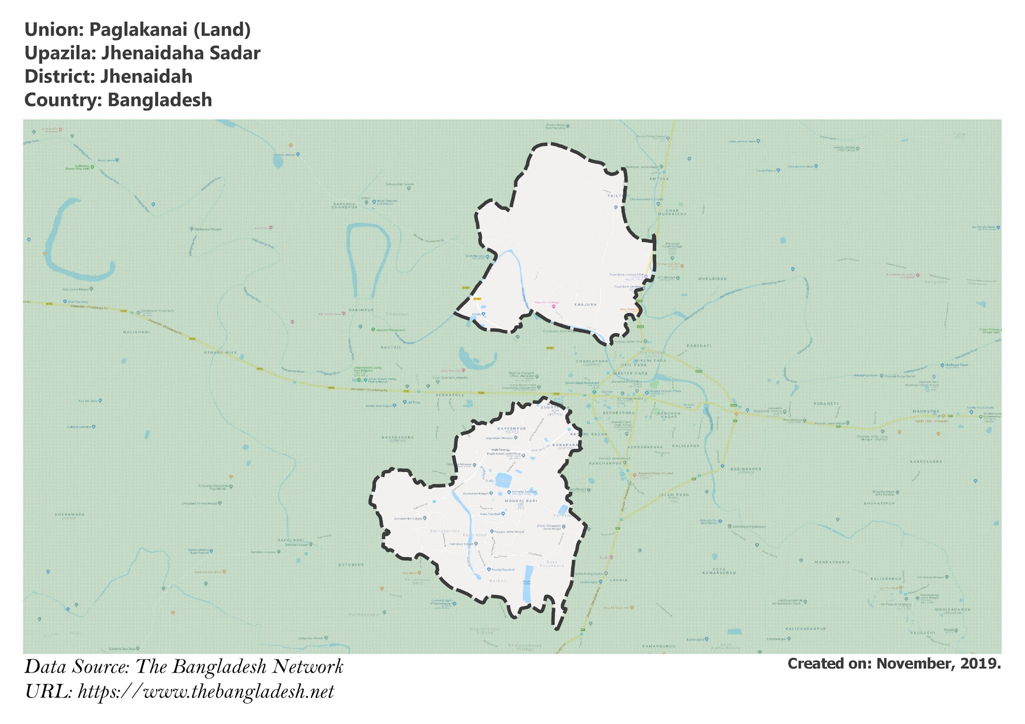 Paglakanai Union, Jhenaidah