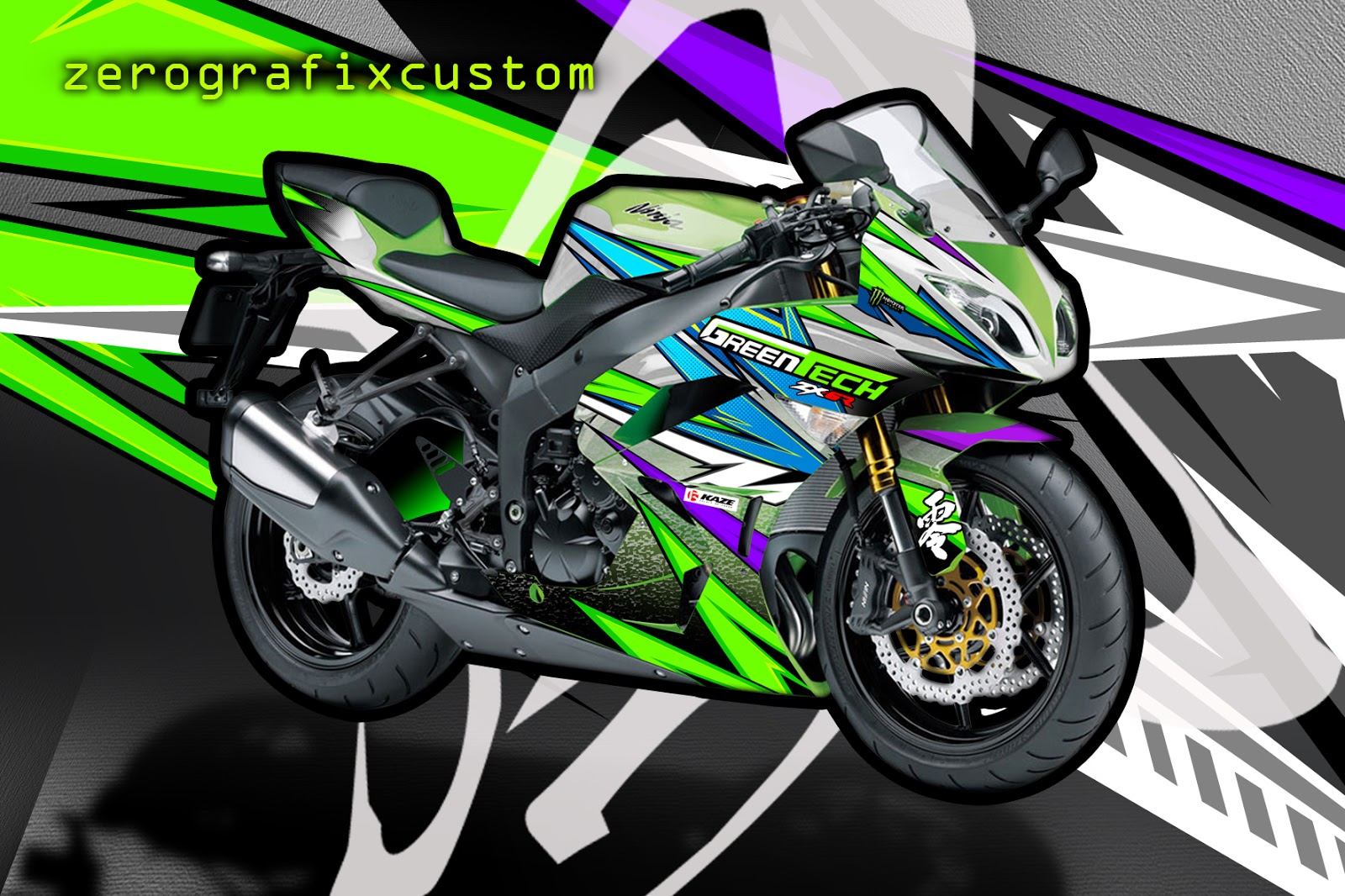 Decals stickers Kawasaki ZX6R Greentech racing team