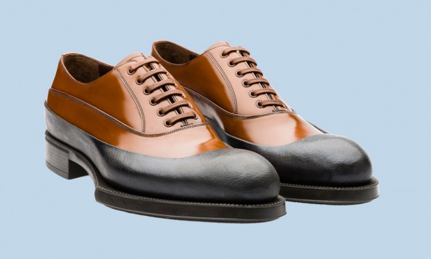 Disappear Here: Prada Mens "Galosh" Rubber Bottomed Shoes for Winter 2012.