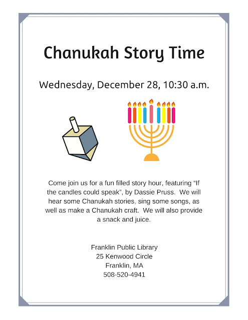 Franklin Matters: Franklin Library: Chanukah Story Time - Dec 28 - 10:30 AM