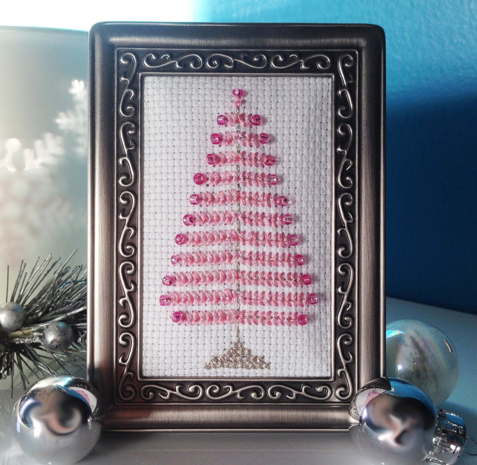 Cross-Stitch Pattern: Pink Christmas Tree