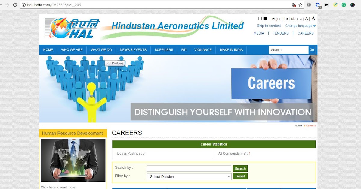 Various Post in Hindustan Aeronautics Limited (HAL) - GovTrecruitment ...