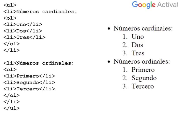 HTML: Listas