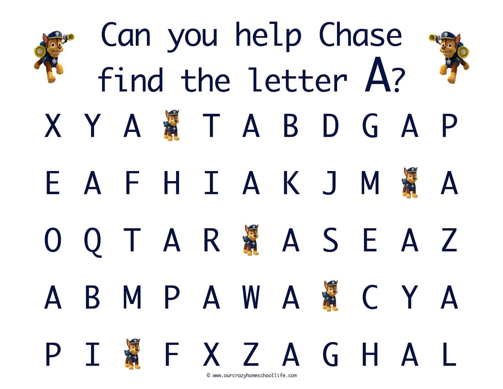 The Letter A - FREE Paw Patrol Handwriting Printables... - Our Crazy ...