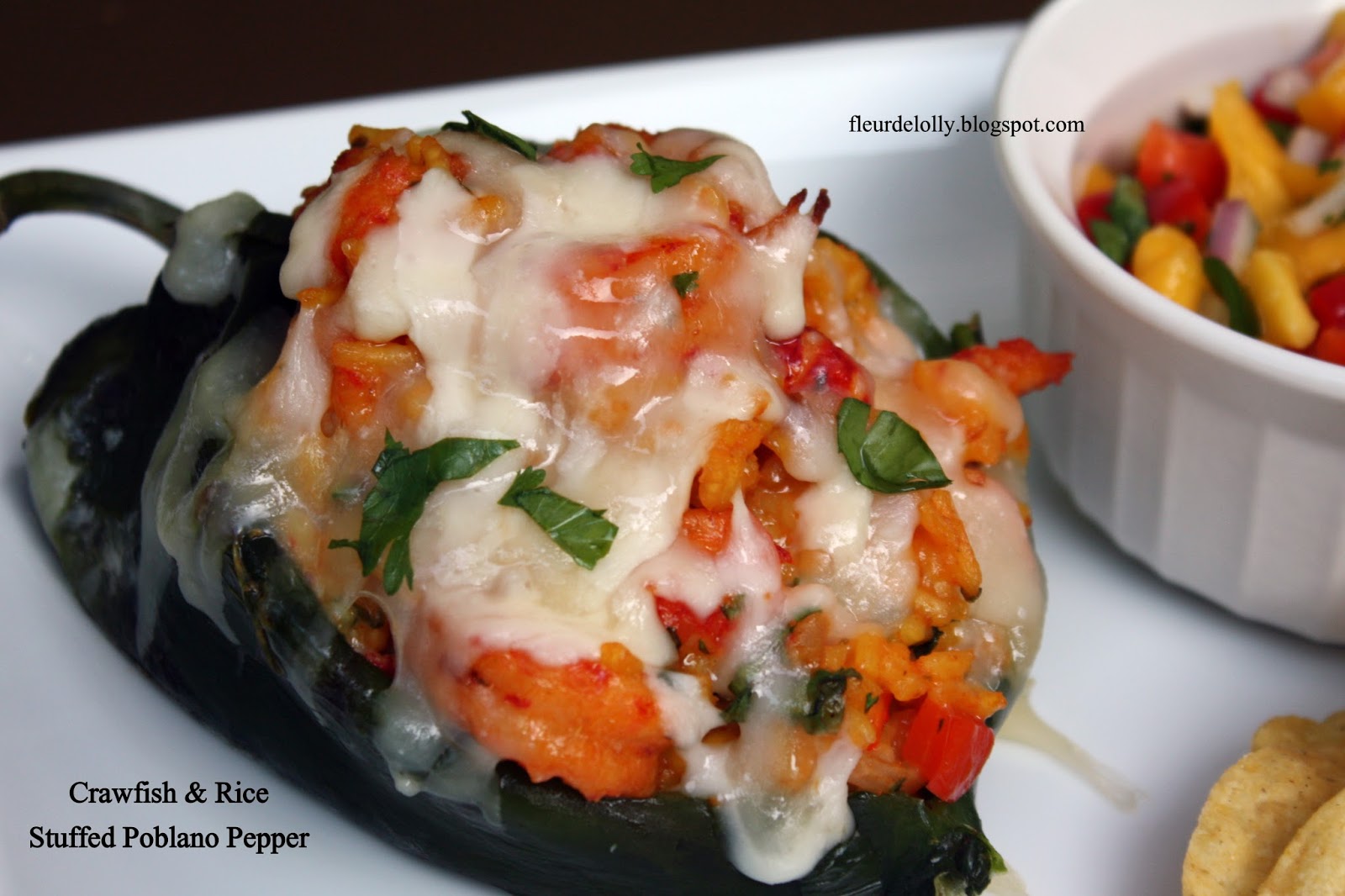 Fleur de Lolly: Crawfish and Yellow Rice Stuffed Poblano Peppers