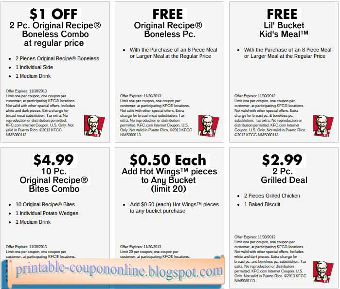 Printable Coupons 2020: Kfc Coupons