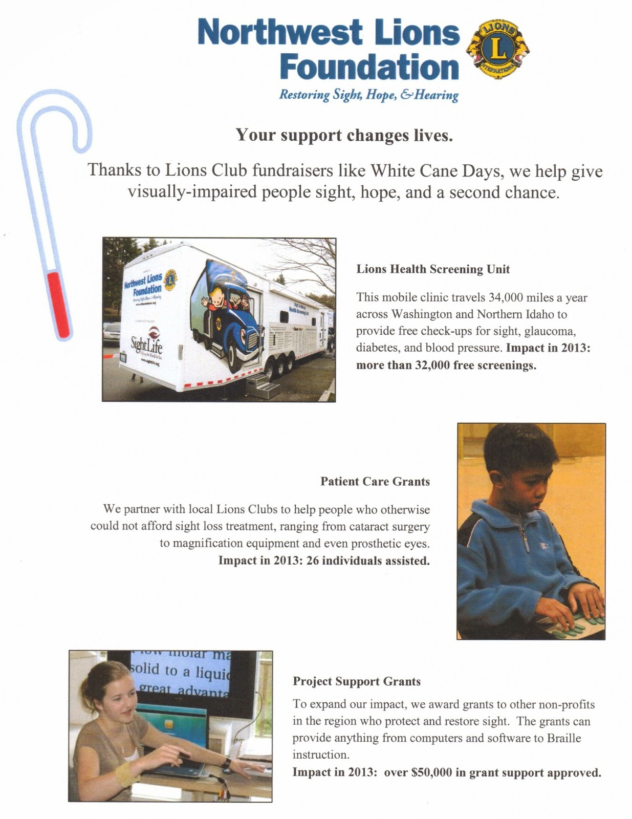 Rainier Lions Club: White Cane Days May 2014