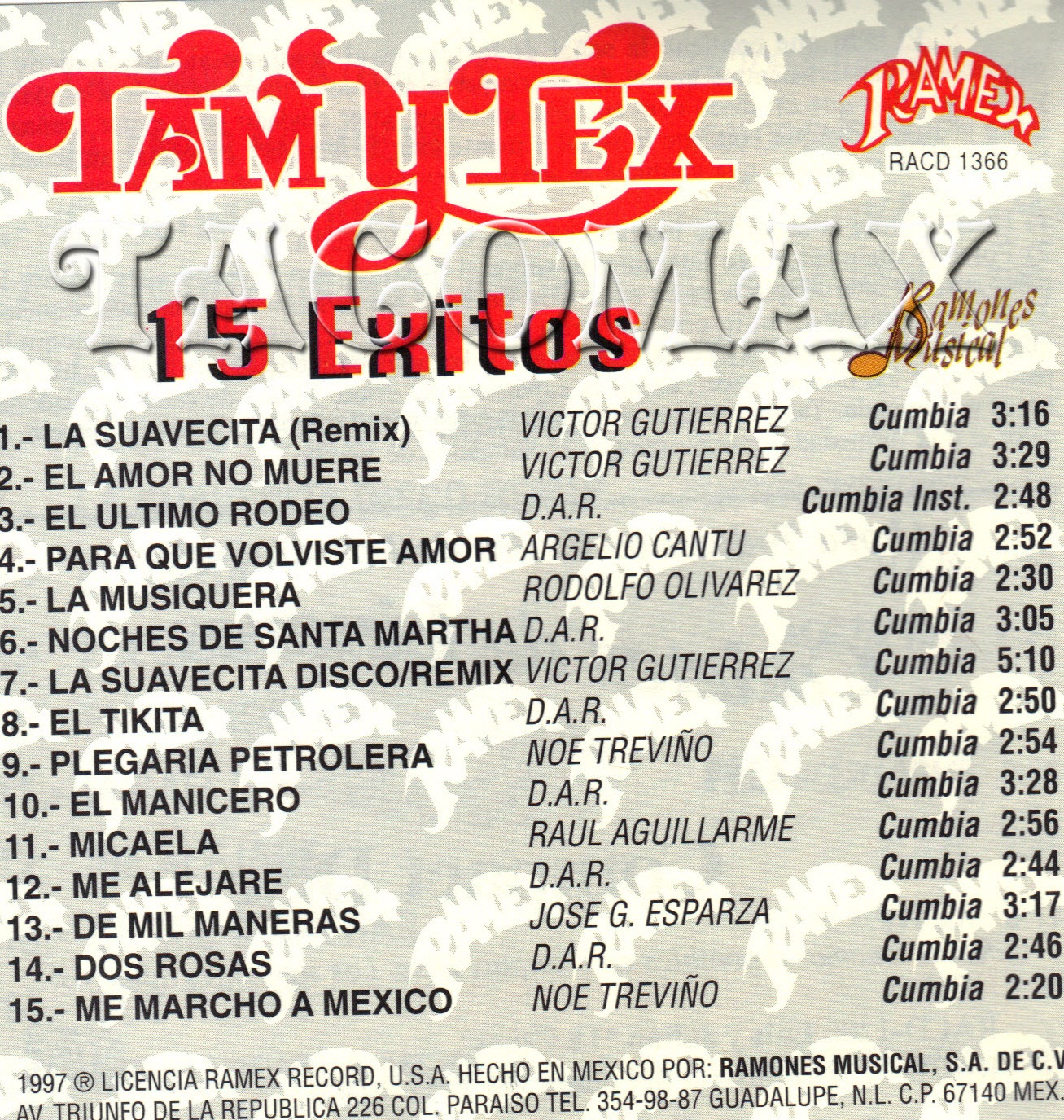 sɐɹǝdnɹƃ sǝuoıɔɔǝΙoɔ: Tam Y Tex-15 EXITOS