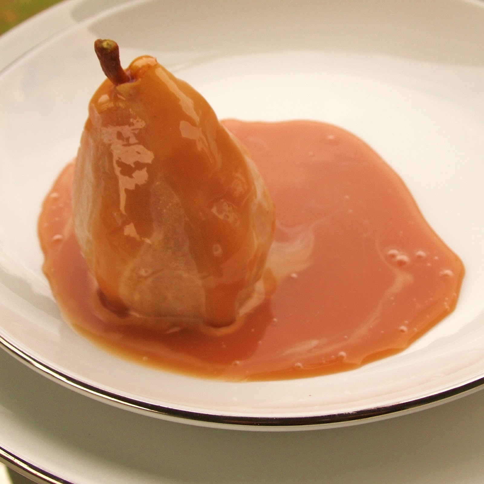 The Alchemist: Vanilla Cinnamon Poached Pears with Spiced Caramel Sauce
