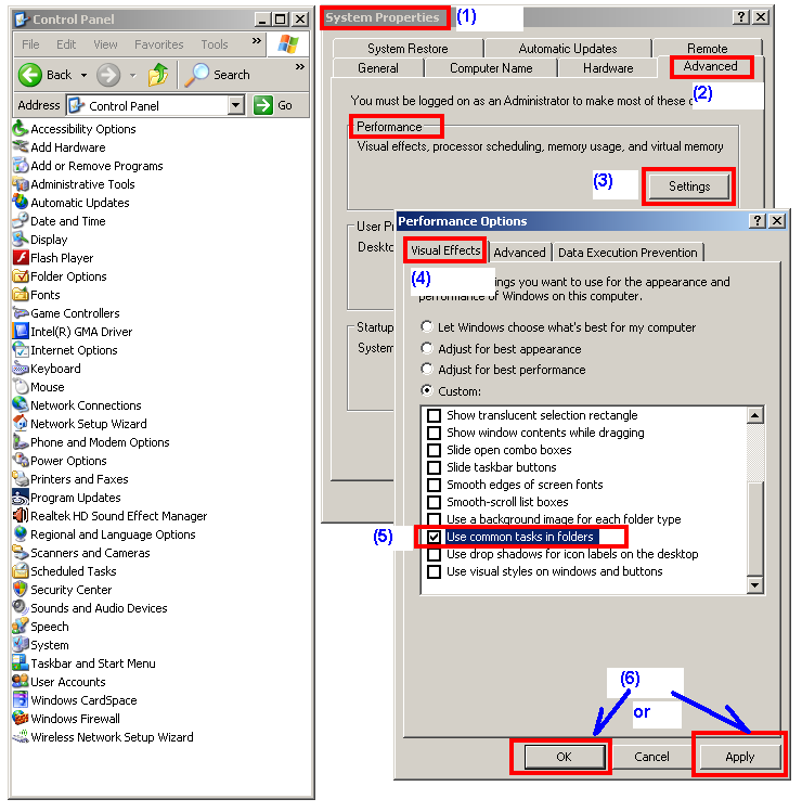 XP tip) control panel to show by category enable/disable howto