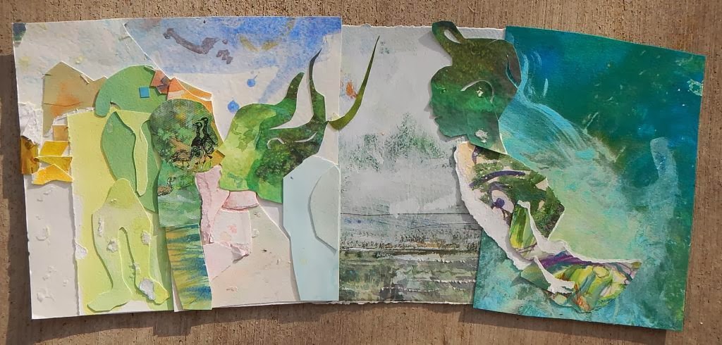 Painting Journal: Water reflection, organic, collages