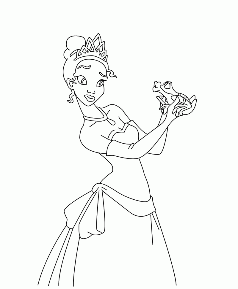 Kids Page: Princess Tiana And The Prince Frog For Kids - Coloring Pages