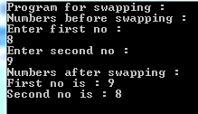 ALLTYPECODING: Two numbers swapping program using 3 variables in c#.
