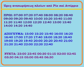 Τιμές και τα δρομολόγια των Ferry boat Ρίου - Αντιρρίου