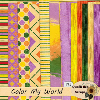 Queen Bee Scraps: Color my world and a free cluster