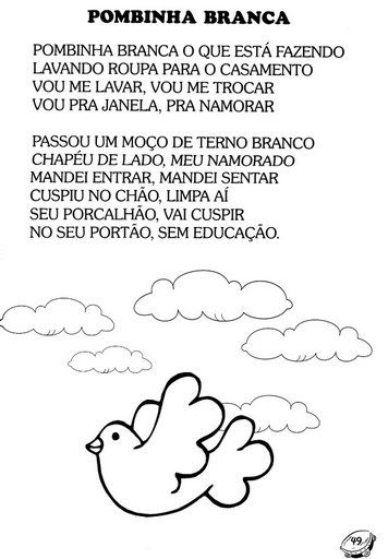 Atividades para imprimir do 3º ao 5º anos sempre a mão: Pombinha Branca
