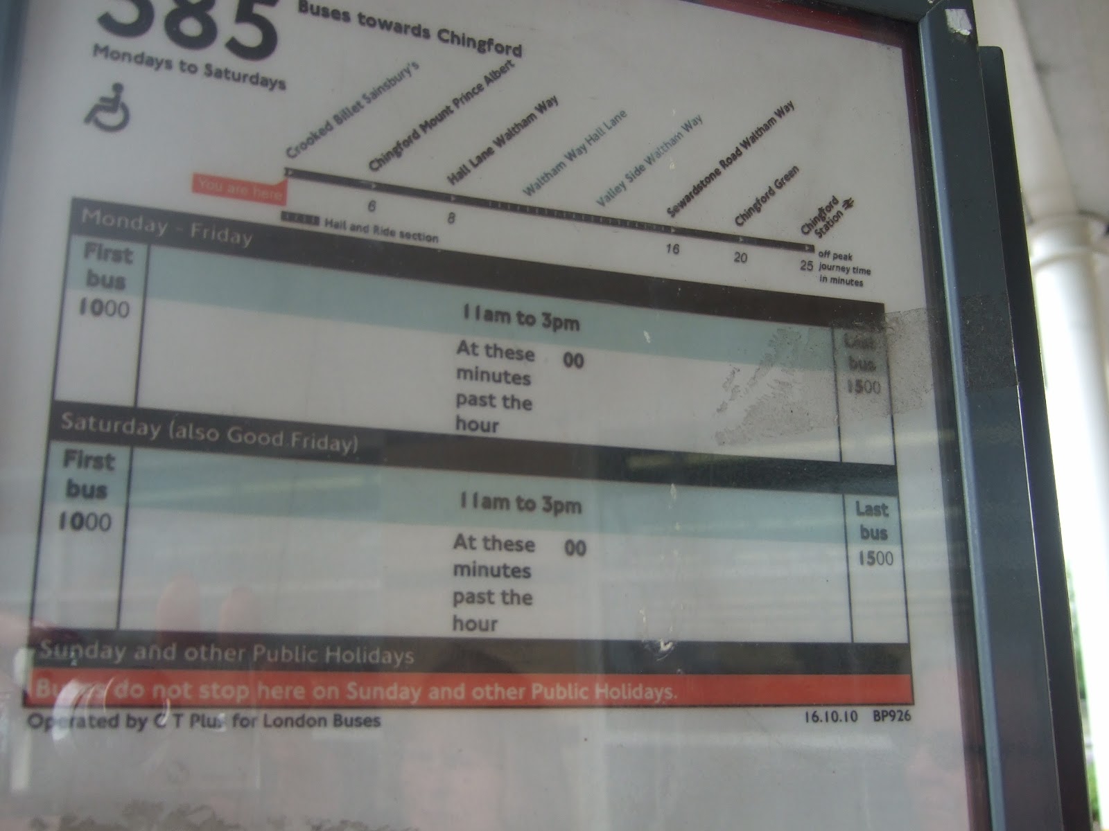 London buses one bus at a time: the return: The Number 385 Route