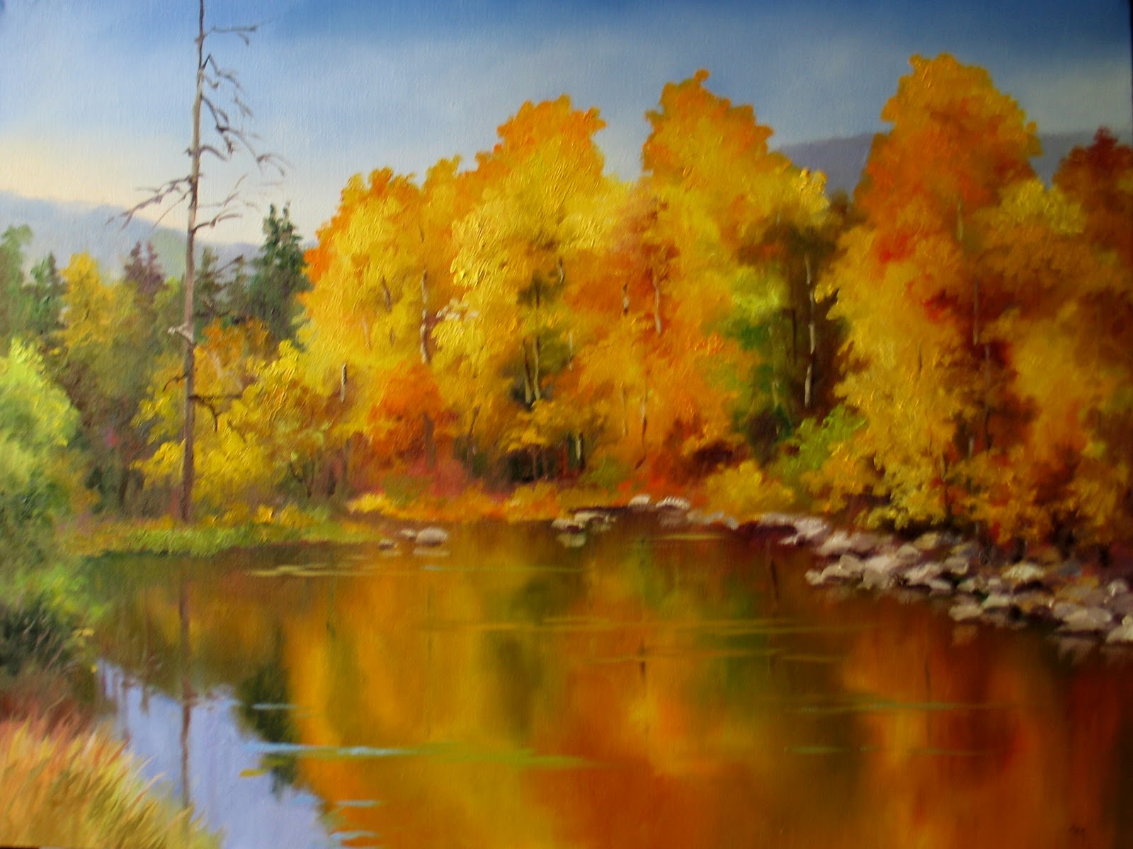 Nel's Everyday Painting: Fall Pond - SOLD