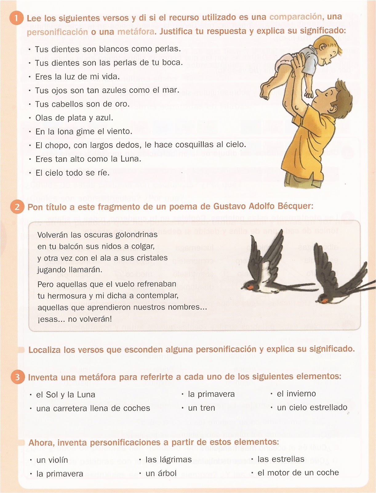 CASTELLANO 5º EP: PERSONIFICACIÓN Y METÁFORA ( EJERCICIOS )