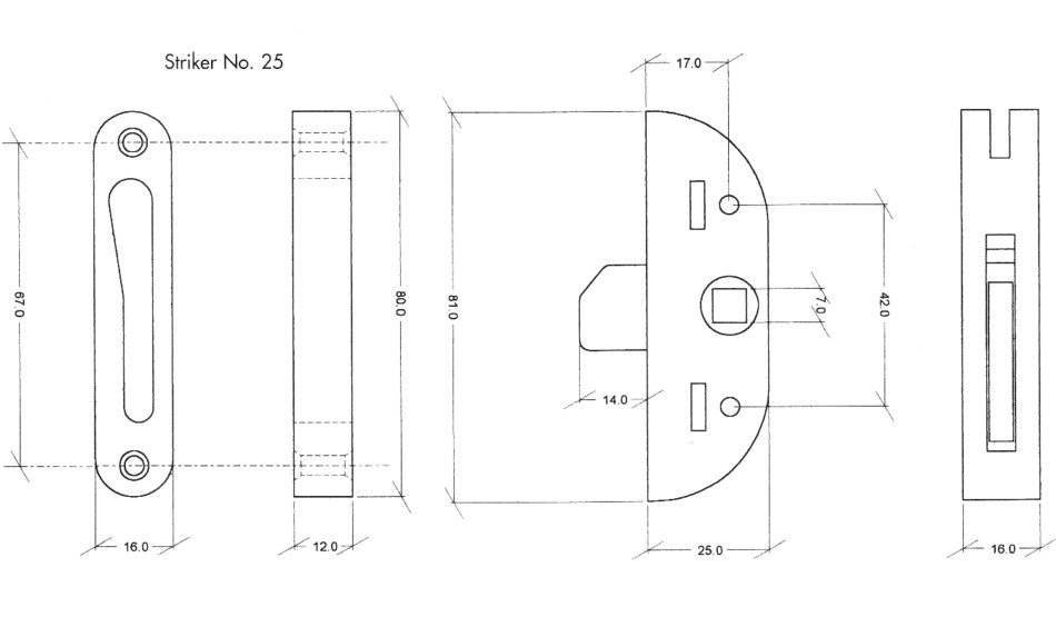 Metal Window Parts: Grorud G4414 Budget Lock Keep Striker No. 25