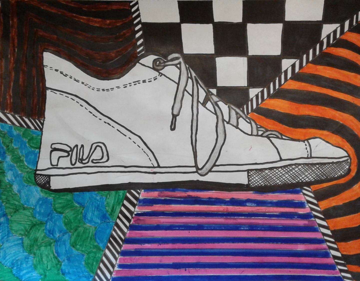 a faithful attempt: Observational Shoe Contour Drawing with Patterns