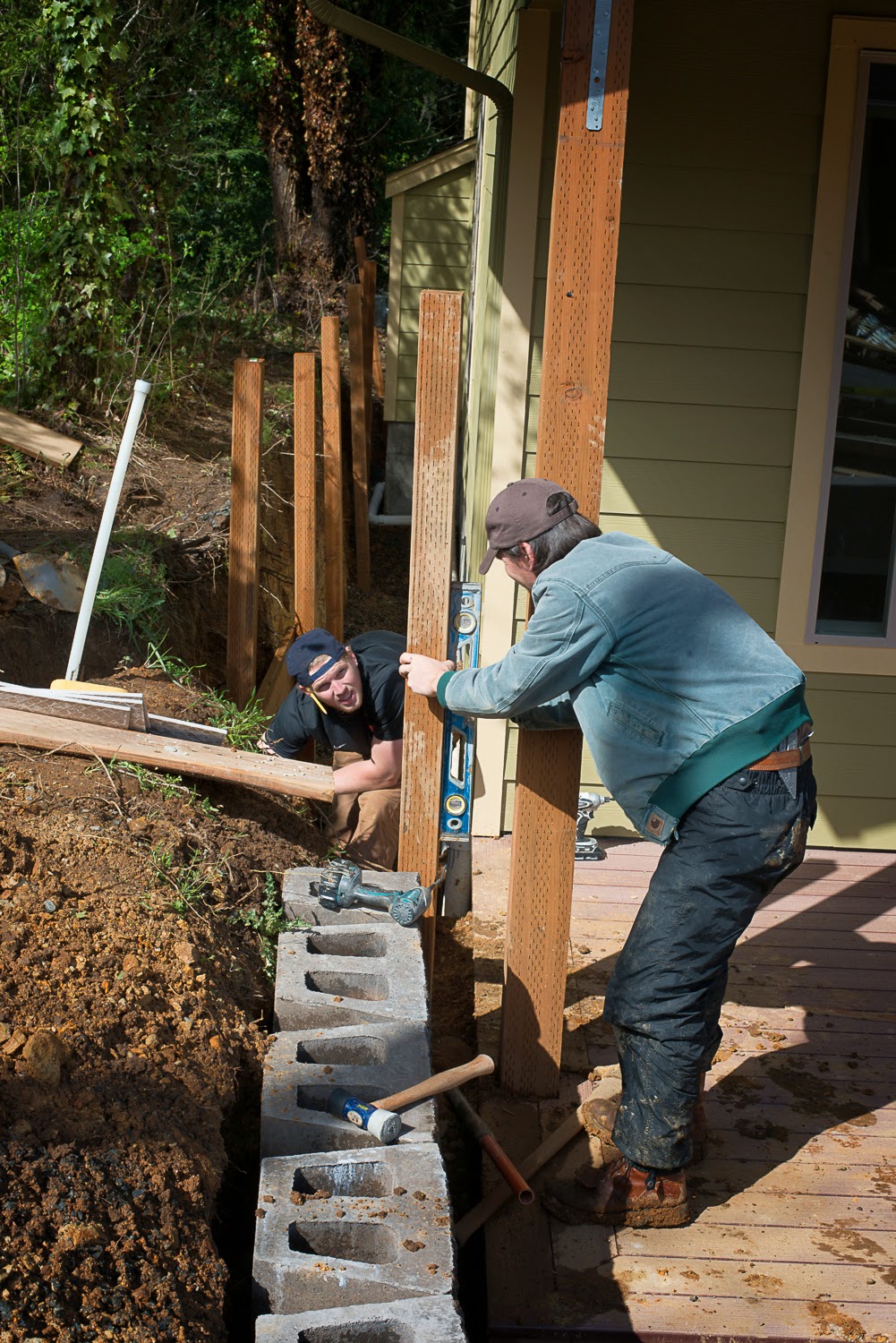 Sparrow Hill House Project: Front Porch, Fence, and Uphill Retaining Wall