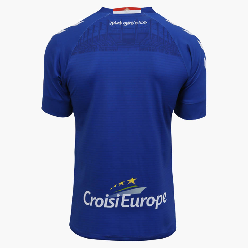 Plastered By Sponsors - Unique Hummel RC Strasbourg 17-18 Ligue 1 Home ...