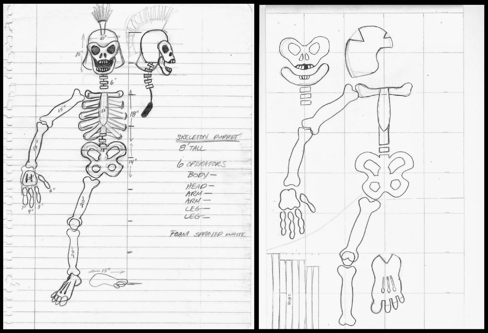 James Maynard Theatrical Designs: THE PUPPETMASTER - SKELETON SKETCH ...