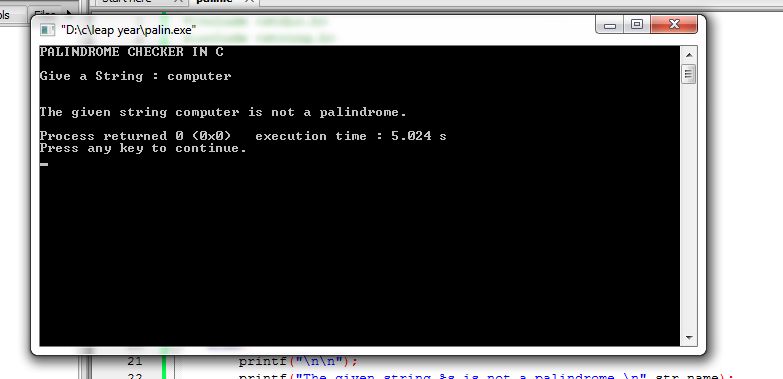 Free Programming Source Codes And Computer Programming Tutorials Palindrome Checker In C