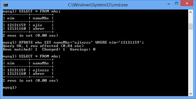 Cara merubah Record/Field Pada MYSQL - Oji Setyawan Blog's Cara merubah Record/Field Pada MYSQL - Oji Setyawan Blog's