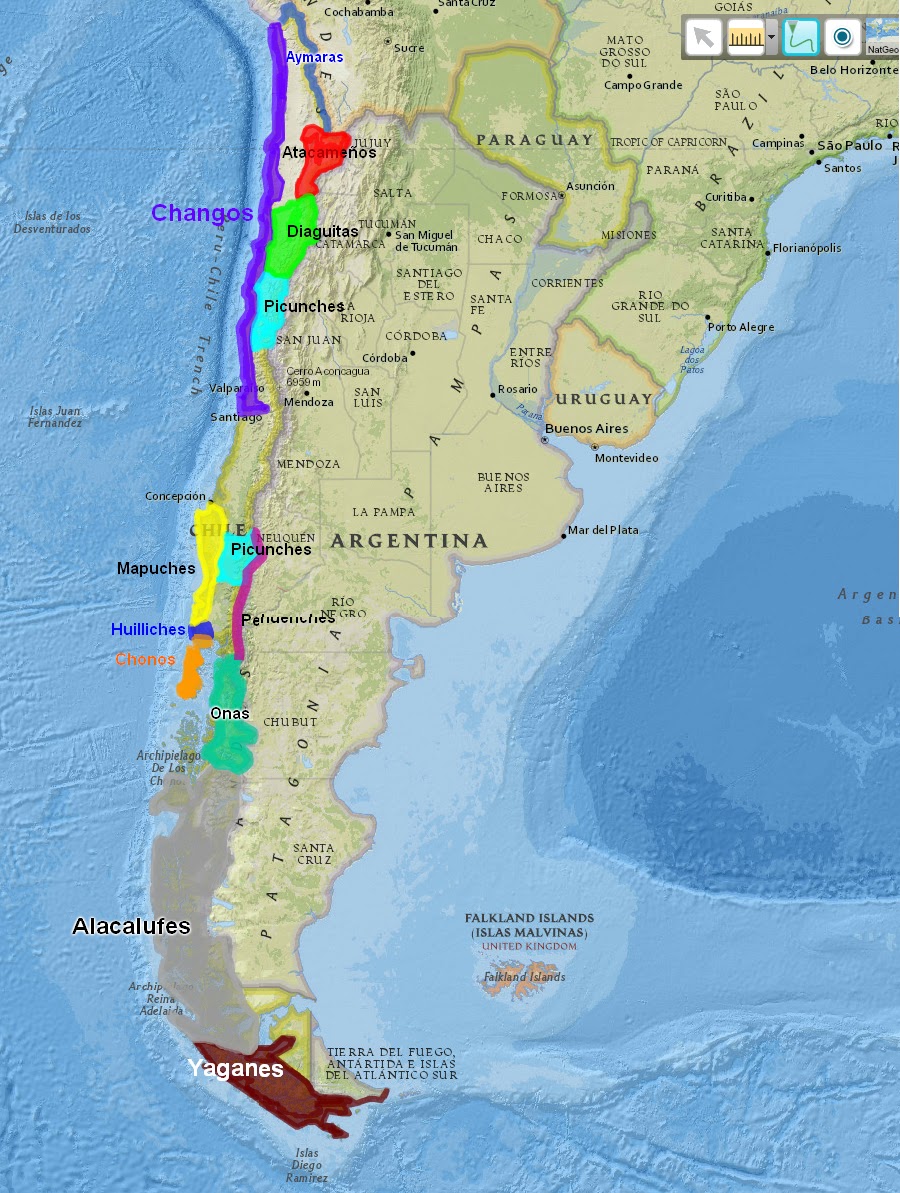 Didáctica de las Ciencias Sociales: Ubicación Pueblos Originarios en Chile