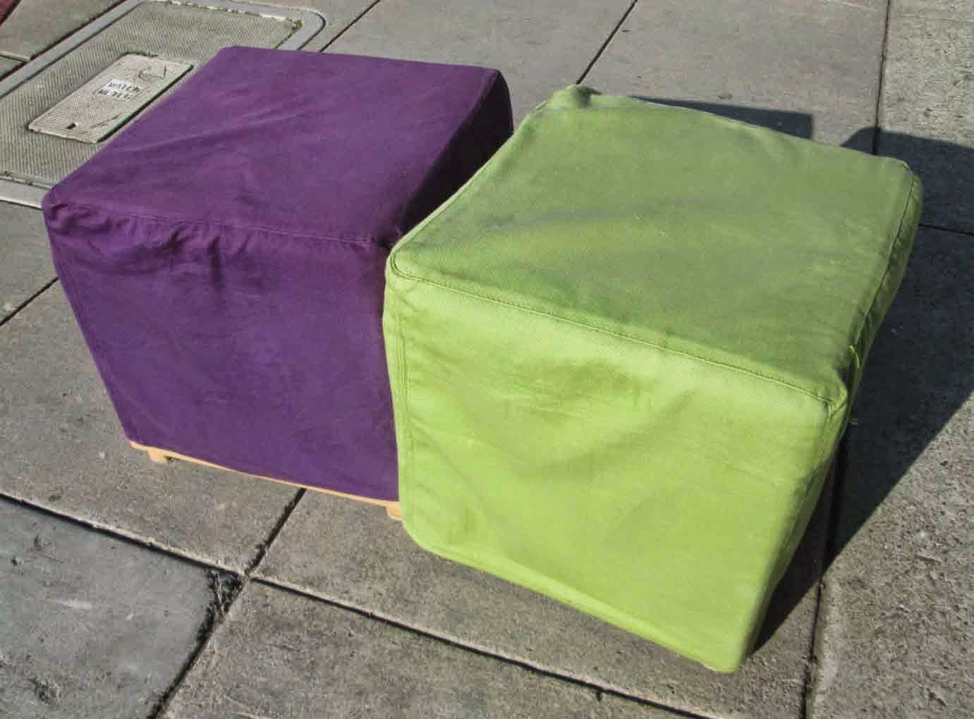UHURU FURNITURE & COLLECTIBLES: SOLD - Two Colorful Ottomans - $15 / each