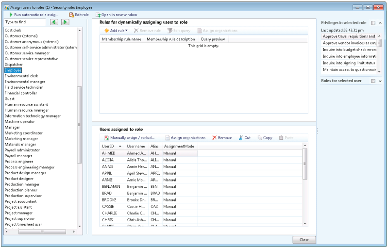 Microsoft Dynamics AX/365: Assign Users to Roles