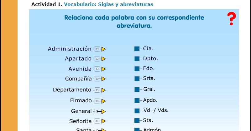 Colegio José Calderón: Siglas, acrónimos y abreviaturas