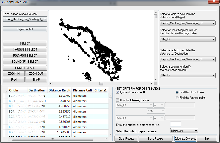 How to Calculate distance between sites based on Mentum Planet or ...