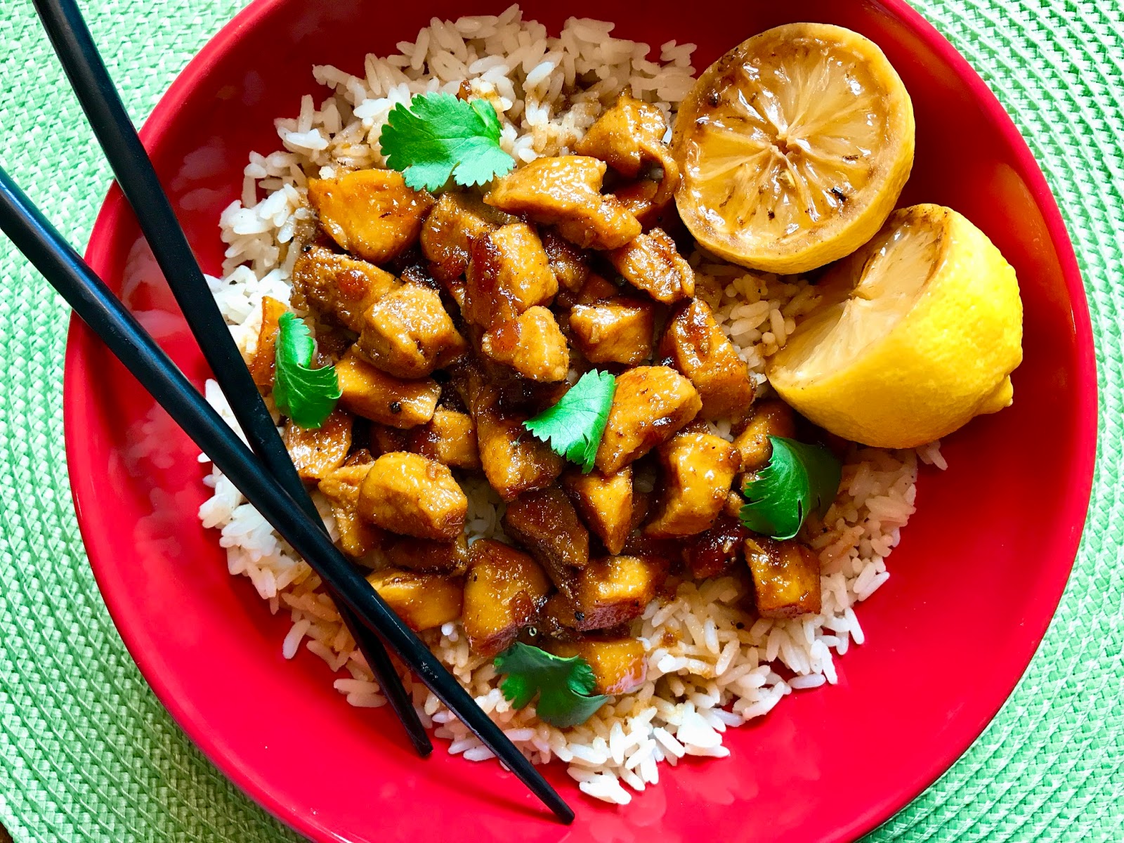 Healthy Orange Chicken with Seared Lemons