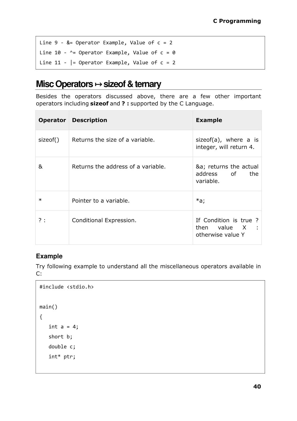 Computer Languages And Work From Home Jobs C Language Operators