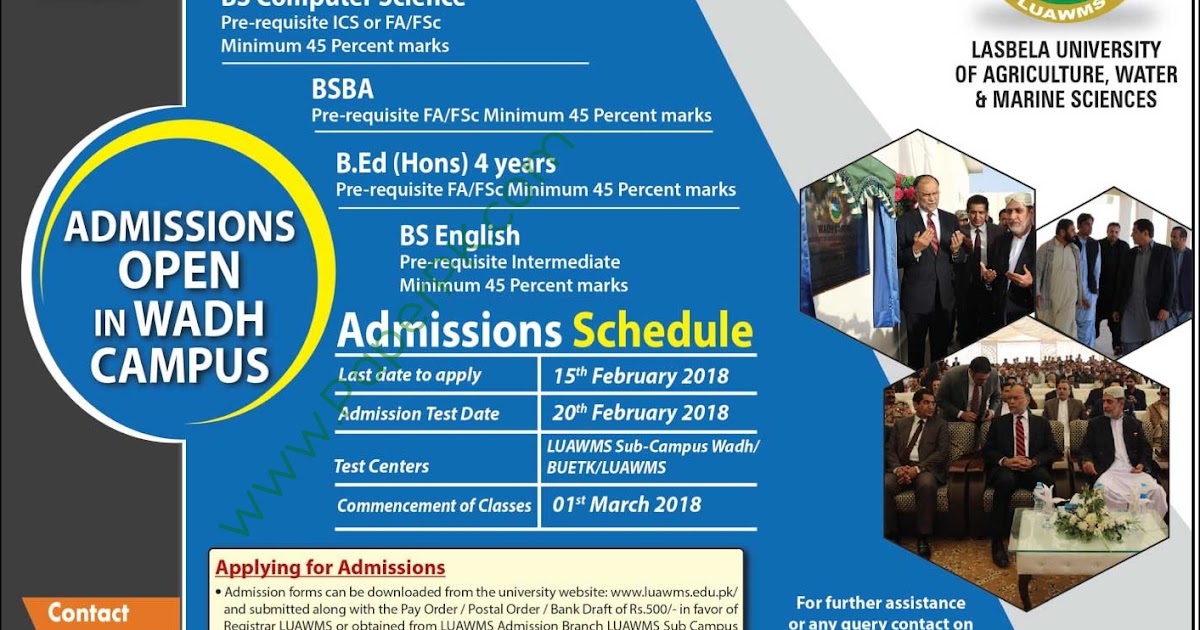 Lasbela University of Agriculture & Marine Sciences Admissions 2018 ...
