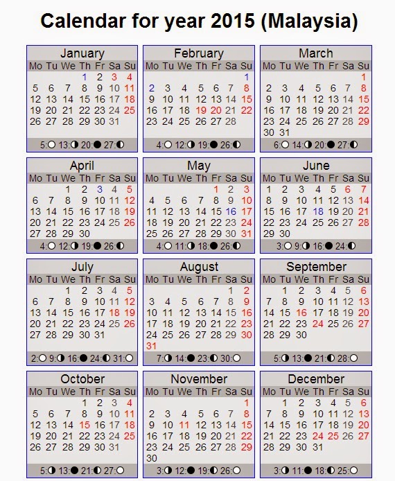 Kalendar Dan Cuti Tahun 2015 ~ DUNIA PUANSTOBERI