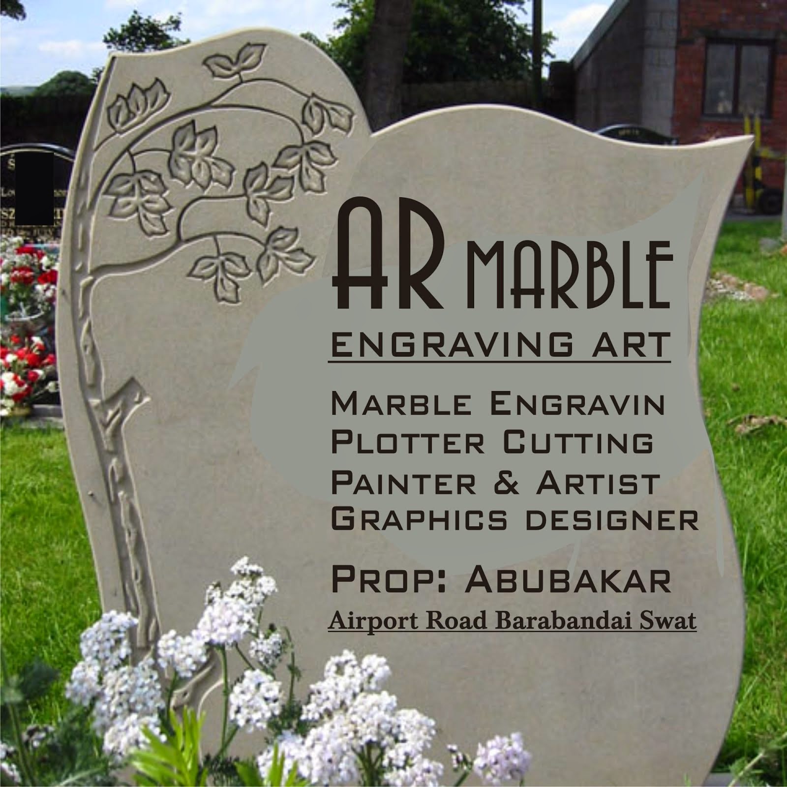 Marble Engraving works in Pakistan: marble qabr fancy design