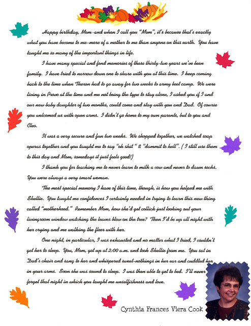 Cook Family History: Cynthia Frances Viera Cook's Tribute