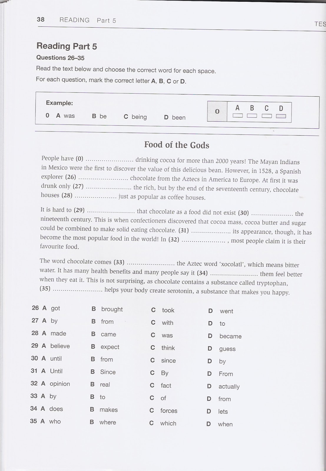 Exámenes de Cambridge : Reading & Writing Test 2 (PET)