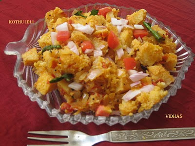 Vidhas Kitchen: KOTHU IDLI - A LEFT OVER MAGIC