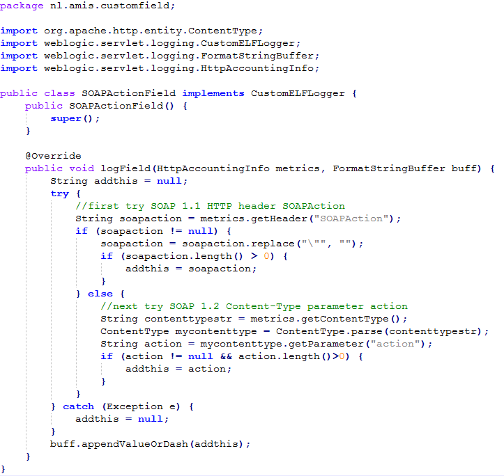 Oracle Soa Java Blog Weblogic Server Logging The Soap Action In The