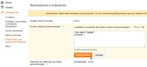 GNU/Linux, Internet, WordPress, Programas : Bloquear el bot de Yandex en Blogger