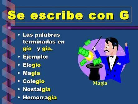 Cursos 15: Palabras terminadas en gío t gía se escriben con G, regla ...