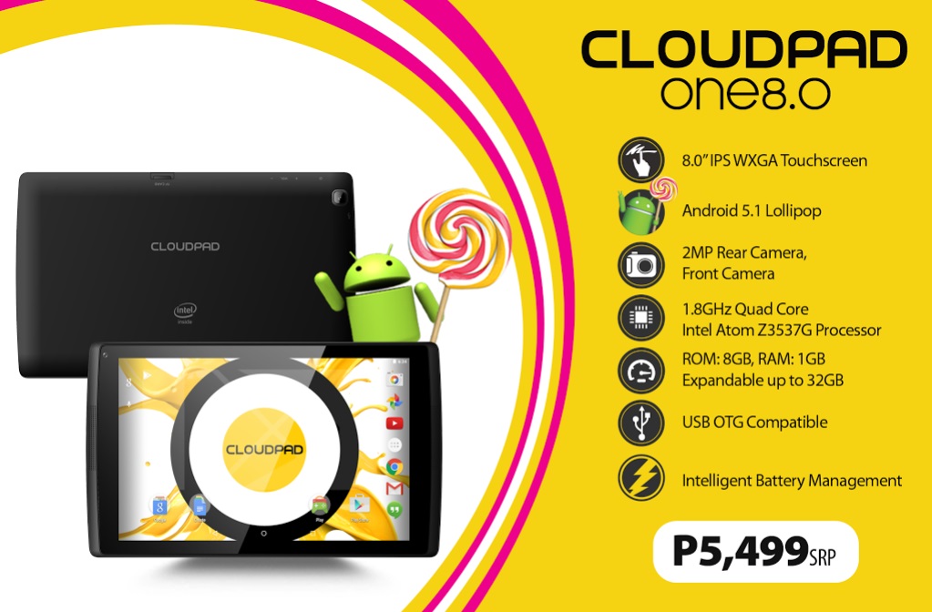 CloudFone CloudPad One 8.0 Unveiled, 8-inch Android Lollipop Tablet for ...