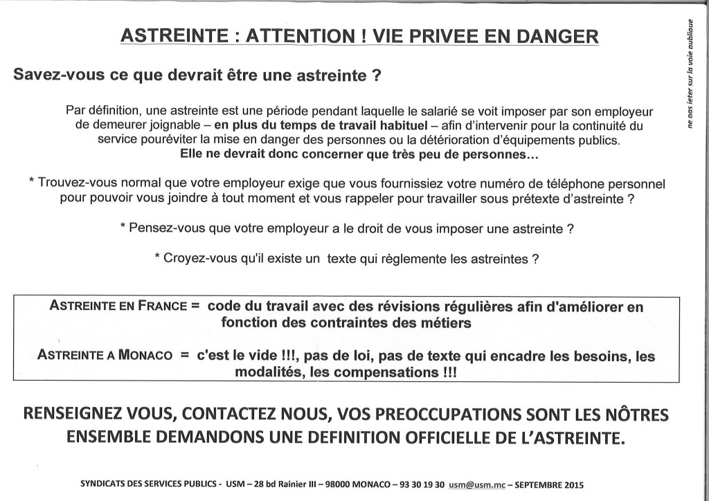 Le S.N.J.U.: USM : La définition de l'Astreinte